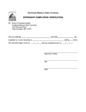 Fillable Online INTERNSHIP COMPLETION VERIFICATION Fax Email Print ...