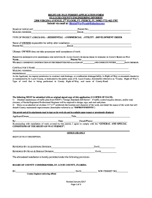 Fillable Online RIGHT-OF-WAY PERMIT APPLICATION FORM Fax Email Print - pdfFiller