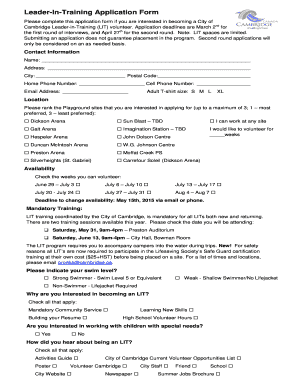 Fillable Online Leader-In-Training Application Form Fax Email Print ...