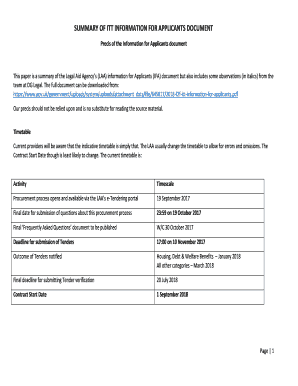 Fillable Online dglegal co SUMMARY OF ITT INFORMATION FOR APPLICANTS ...