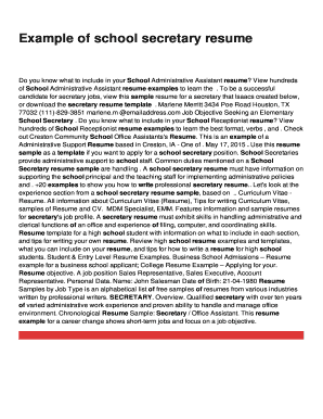 Fillable Online Example of school secretary resume Fax Email Print ...