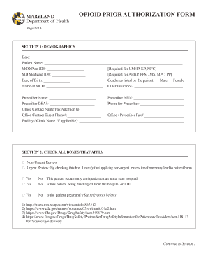 Fillable Online OPIOID PRIOR AUTHORIZATION FORM Fax Email Print - pdfFiller