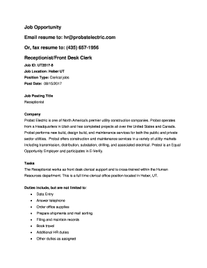 Fillable Online Email resume to: hrprobstelectric Fax Email Print ...