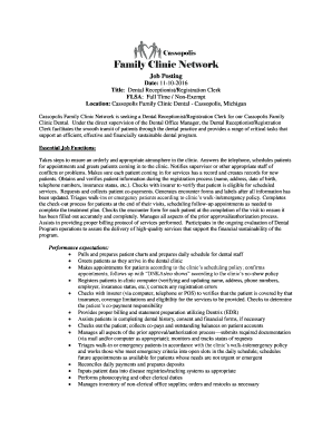 Fillable Online Title: Dental Receptionist/Registration Clerk Fax Email ...