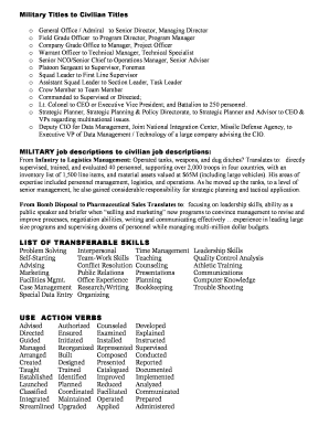 Fillable Online Military Titles to Civilian Titles Fax Email Print ...