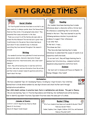 Fillable Online 4TH GRADE TIMES Fax Email Print - pdfFiller