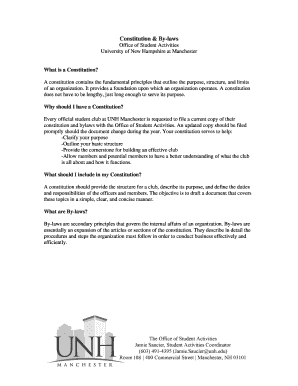Fillable Online manchester unh A constitution contains the fundamental ...