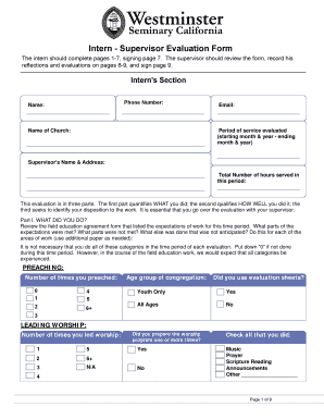 Fillable Online Intern - Supervisor Evaluation Form Fax Email Print ...