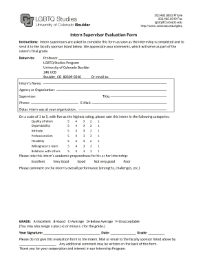 Fillable Online Intern Supervisor Evaluation Form Fax Email Print ...