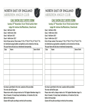 Fillable Online CALF SHOW 2017 ENTRY FORM Fax Email Print - pdfFiller