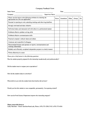 Fillable Online Company Feedback Form Fax Email Print - pdfFiller