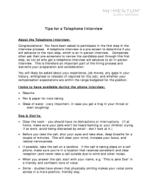 Fillable Online Tips for a Telephone Interview Fax Email Print - pdfFiller