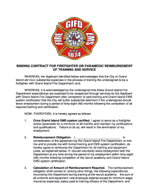Fillable Online BINDING CONTRACT FOR FIREFIGHTER OR PARAMEDIC ...