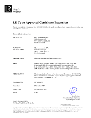 Fillable Online LR Type Approval Certificate Extension Fax Email Print ...
