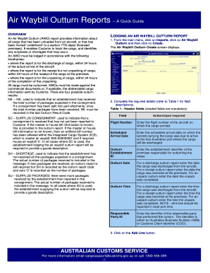Fillable Online Air Waybill Outturn Reports A Quick Guide Fax Email ...