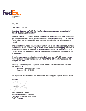 Fillable Online Dear FedEx Customer, Fax Email Print - pdfFiller
