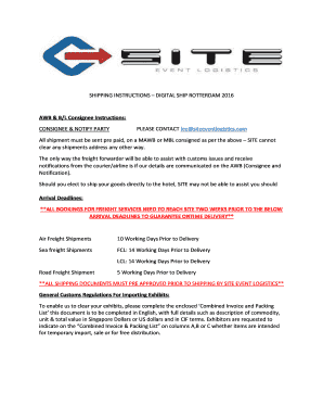 Fillable Online AWB & B/L Consignee Instructions: Fax Email Print ...