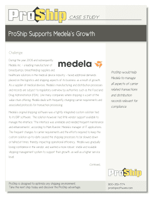 Fillable Online ProShip Supports Medelas Growth Fax Email Print - pdfFiller