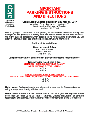 Fillable Online PARKING INSTRUCTIONS Fax Email Print - pdfFiller