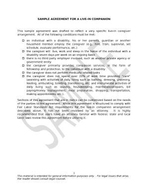 SAMPLE AGREEMENT FOR A LIVE-IN COMPANION Doc Template | pdfFiller