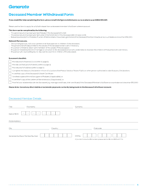 Fillable Online Deceased Member Withdrawal Form Fax Email Print - pdfFiller