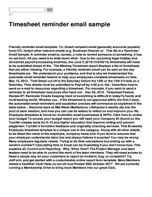 Timesheet Reminder Email Example - Fill Online, Printable, Fillable ...