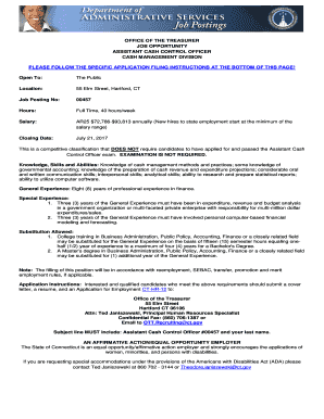 Fillable Online ASSISTANT CASH CONTROL OFFICER Fax Email Print - pdfFiller