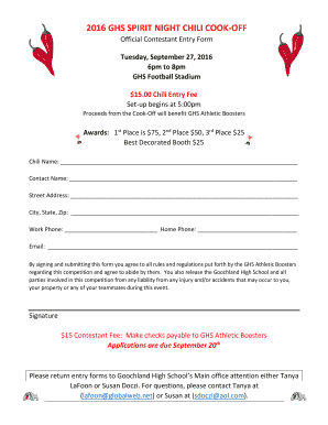 Fillable Online Official Contestant Entry Form Fax Email Print - pdfFiller