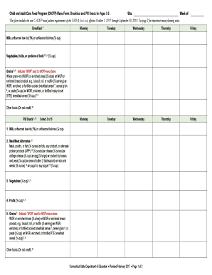 Fillable Online Child and Adult Care Food Program (CACFP) Menu Form ...