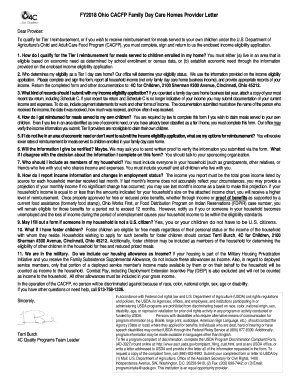 Fillable Online FY2018 Ohio CACFP Family Day Care Homes Provider Letter ...
