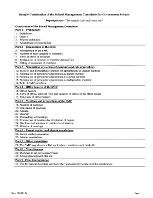 Fillable Online Sample Constitution of the School Management Committee ...