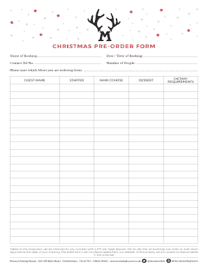 Fillable Online CHRISTMAS PRE-ORDER FORM Fax Email Print - pdfFiller