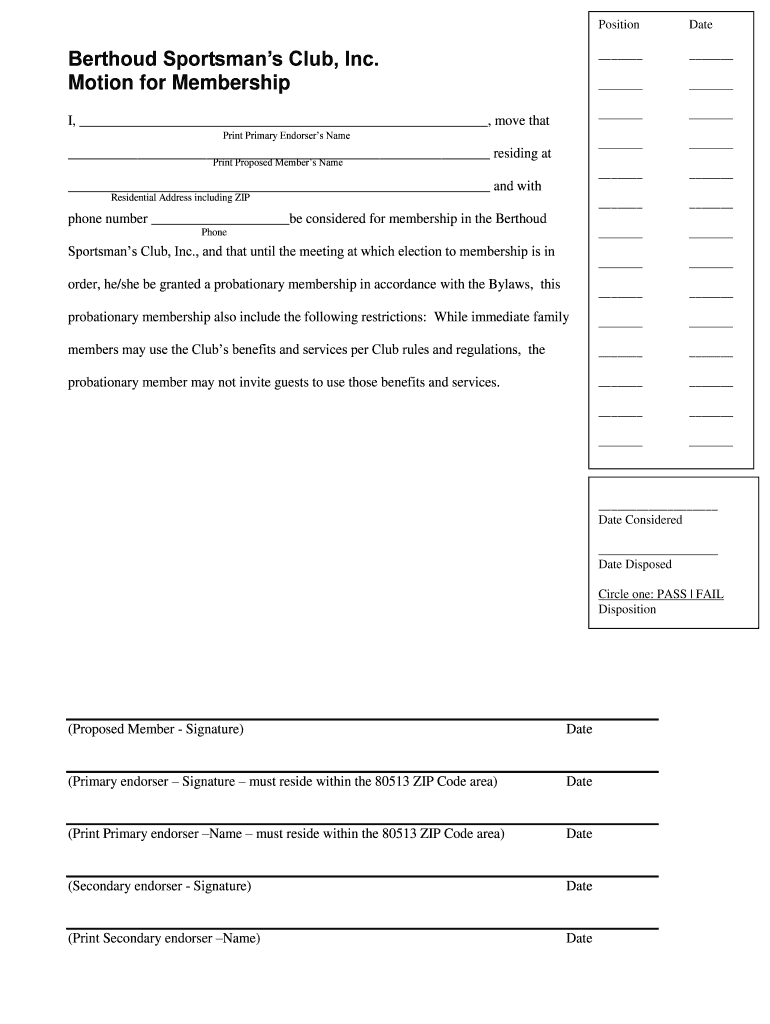 Fillable Online Berthoud Sportsmans Club, Inc Fax Email Print - pdfFiller