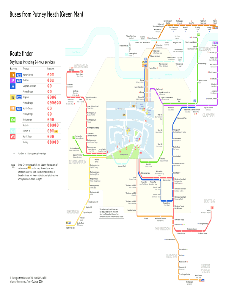 Fillable Online Buses from Putney Heath (Green Man) Fax Email Print ...