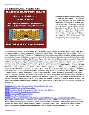 Fillable Online Blockbuster Quiz - Volume One Fax Email Print - pdfFiller