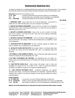 Fillable Online Relationship Readiness Quiz Fax Email Print - pdfFiller