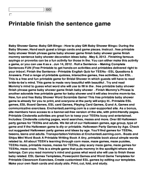 Fillable Online Printable finish the sentence game Fax Email Print ...