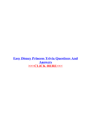 Fillable Online Easy Disney Princess Trivia Questions And Fax Email ...