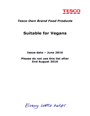 Fillable Online Tesco Own Brand Food Products Fax Email Print - pdfFiller