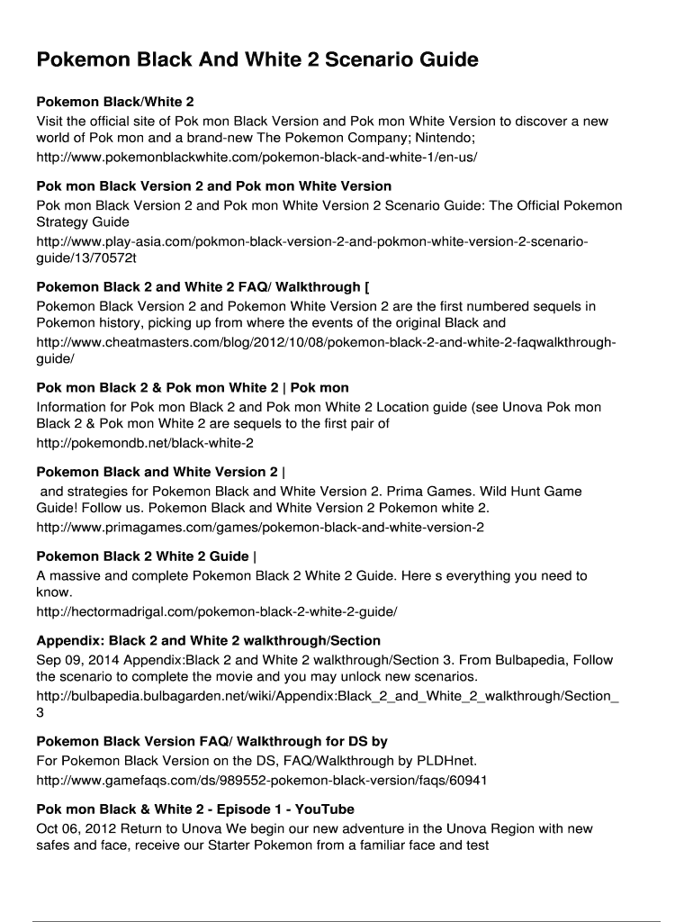Fillable Online pokemon black 2 guide pdf Fax Email Print - pdfFiller
