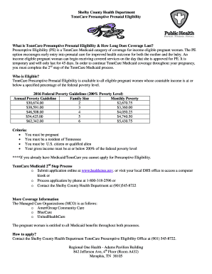 Fillable Online TennCare Presumptive Prenatal Eligibility Fax Email ...