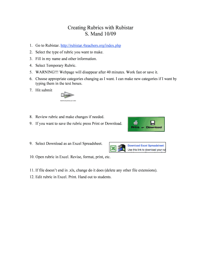 Fillable Online Creating Rubrics with Rubistar Fax Email Print - pdfFiller