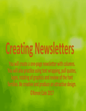 Fillable Online You will create a one-page newsletter with columns Fax ...