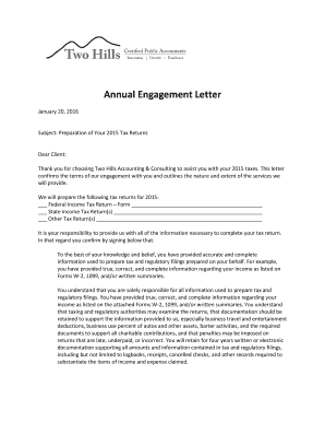 Fillable Online Annual Engagement Letter Fax Email Print - pdfFiller