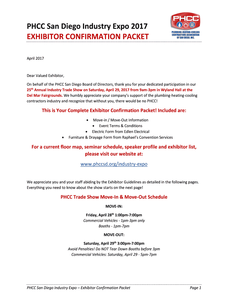 Fillable Online EXHIBITOR CONFIRMATION PACKET Fax Email Print - pdfFiller