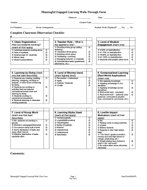 Fillable Online Meaningful Engaged Learning Walk-Through Form Fax Email ...