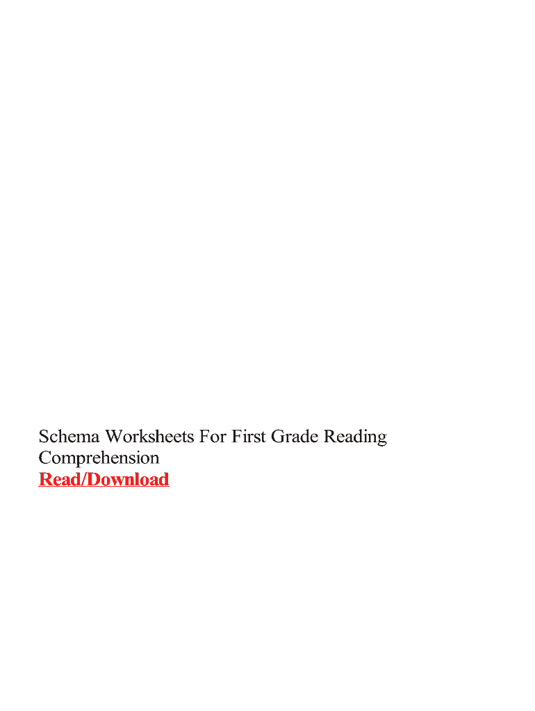 Fillable Online Schema Worksheets For First Grade Reading Fax Email ...