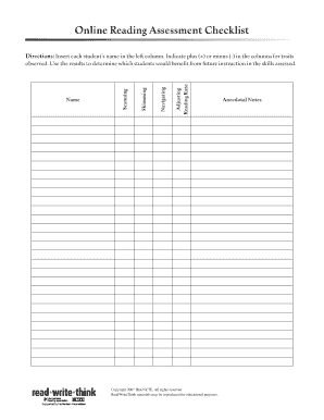 Reading Printable Assessments