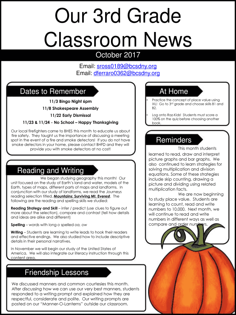 Fillable Online Our 3rd Grade Fax Email Print - pdfFiller