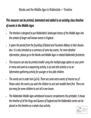 Fillable Online Monks and the Middle Ages in Nidderdale Timeline Fax ...